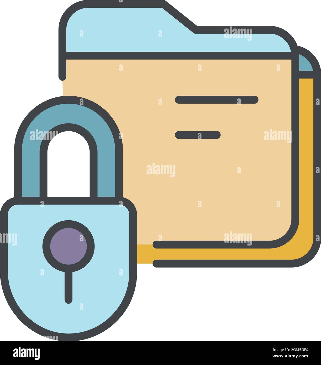 Lock folder icon. Outline lock folder vector icon color flat isolated ...