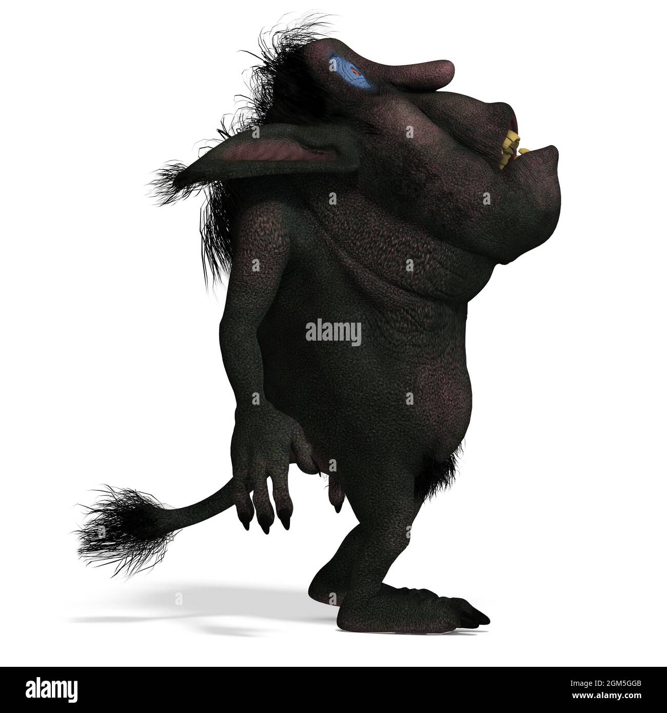 3D-illustration of a cute and funny cartoon troll watching in the sky ...