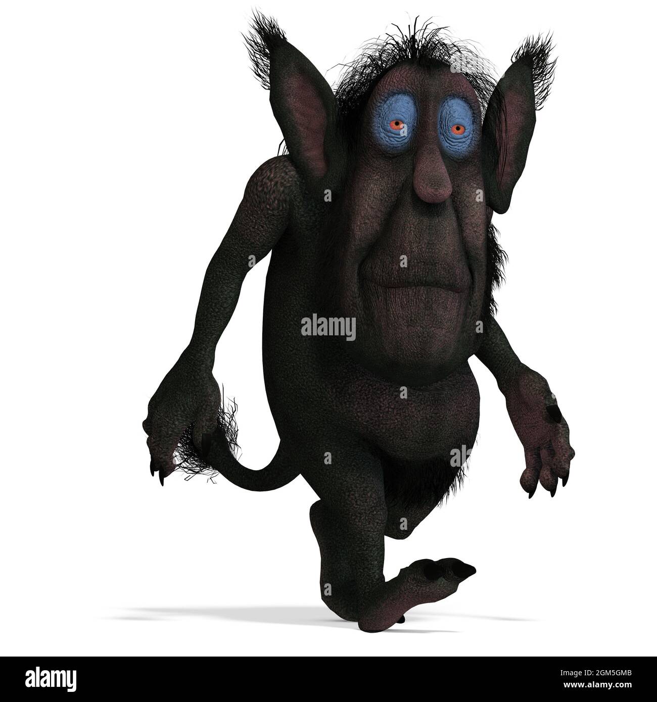 3D-illustration of a cute and funny sleepy cartoon troll over white ...