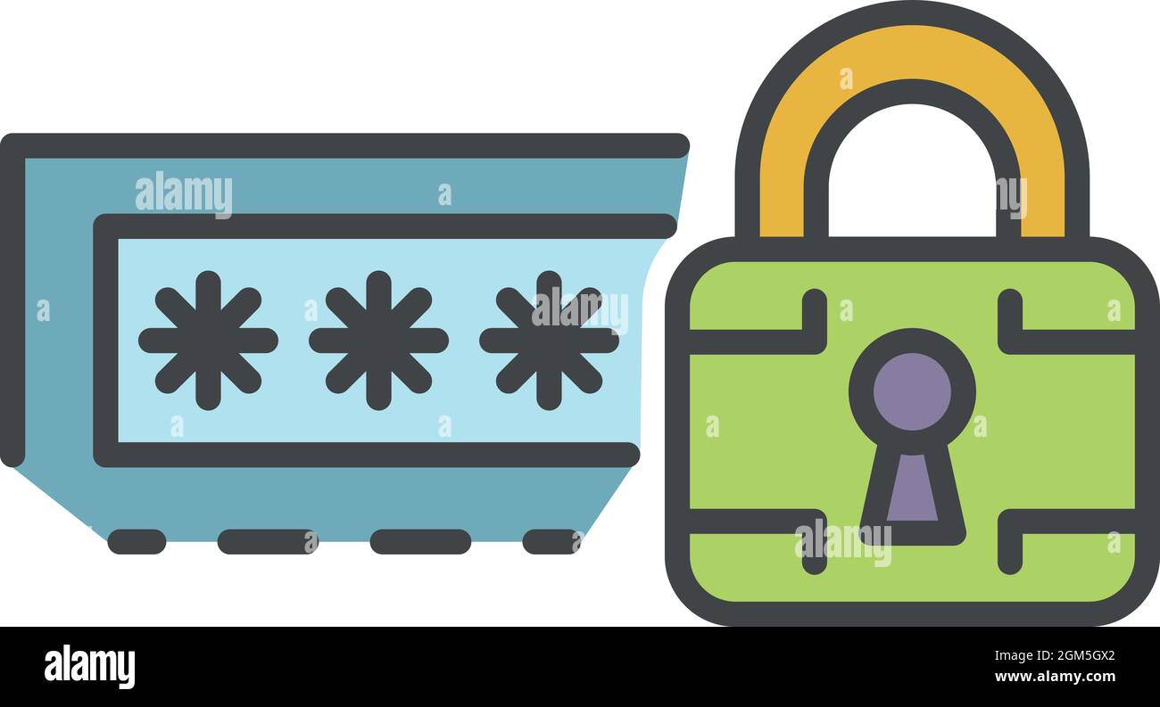 Lock password icon. Outline lock password vector icon color flat ...