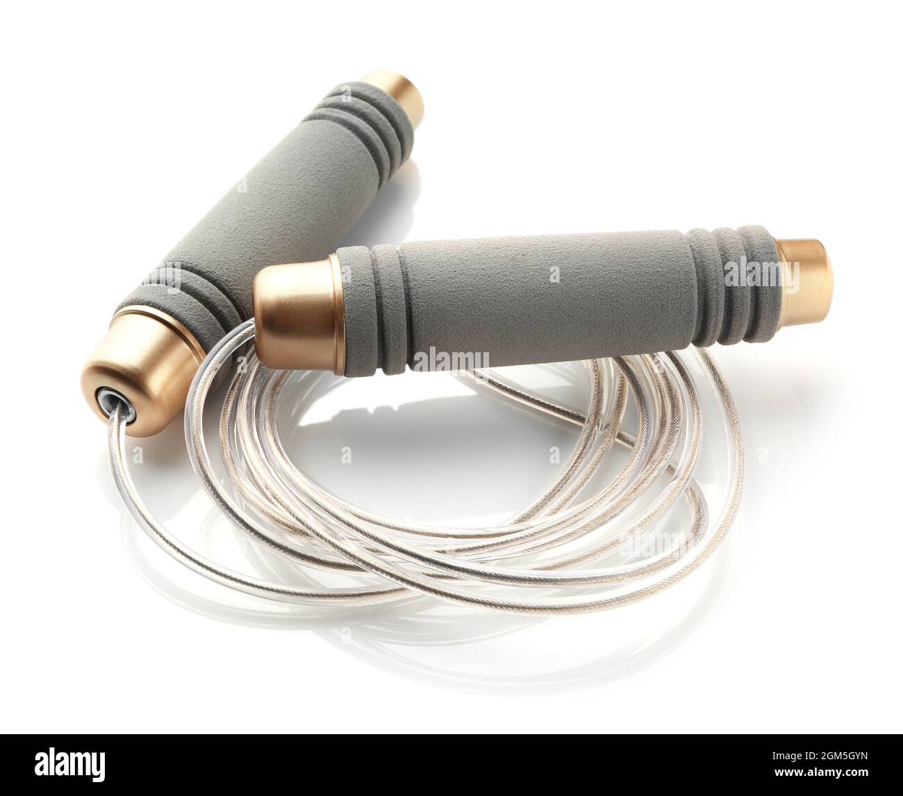 Modern jumping rope on white background Stock Photo - Alamy