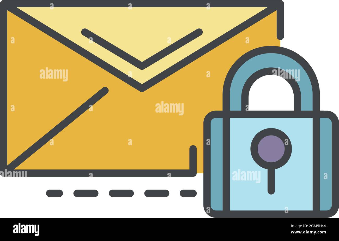 Secured mail icon. Outline secured mail vector icon color flat isolated ...
