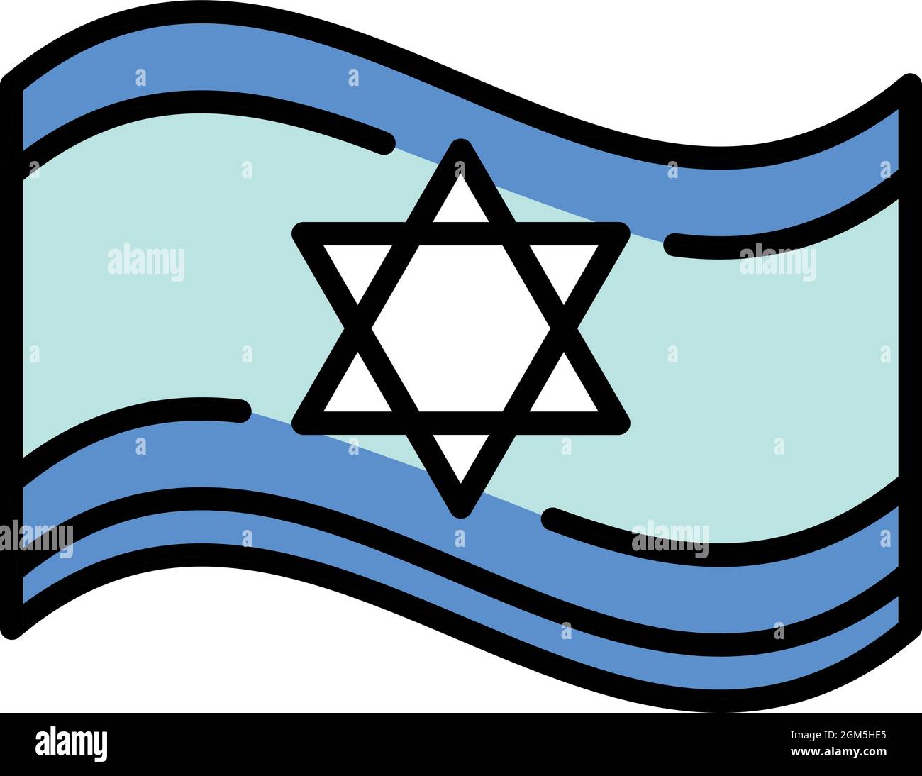 Jewish flag icon. Outline jewish flag vector icon color flat isolated ...
