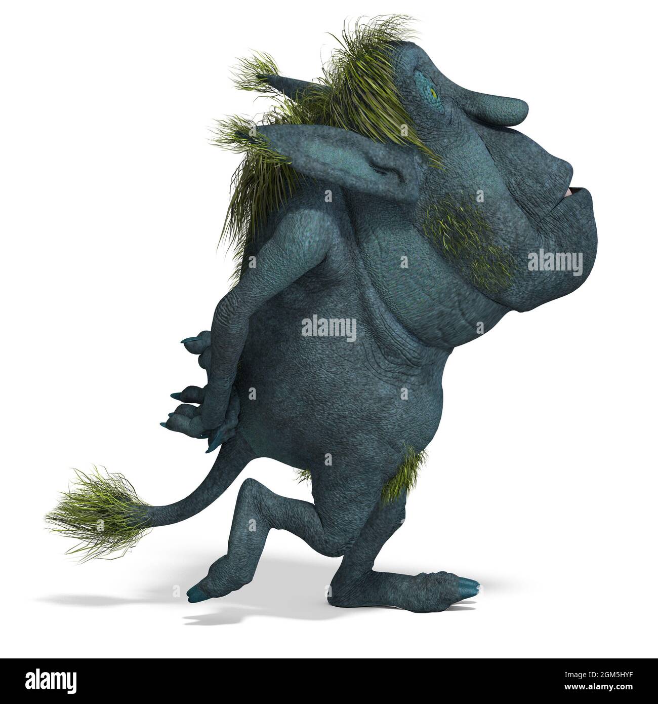 3D-illustration of a cute and thinking cartoon troll over white Stock ...