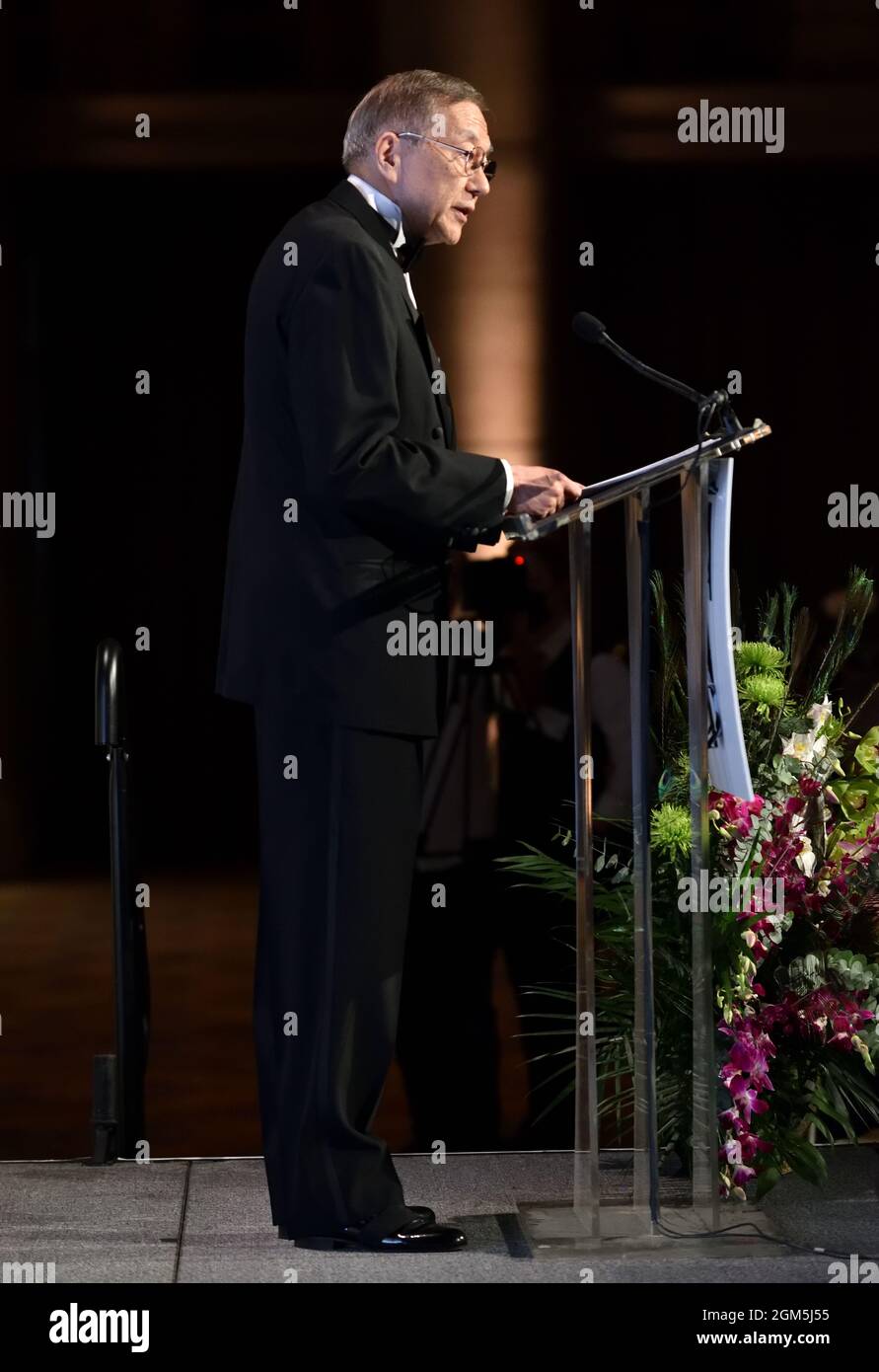 New York, USA. 15th Sep, 2021. AABDC President John Wang speaks at the ...