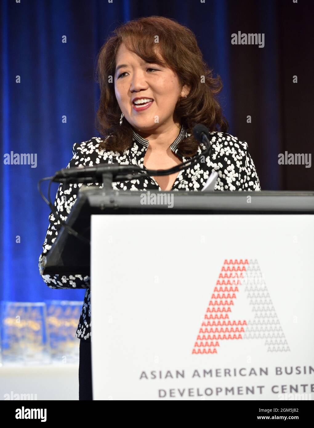 New York, USA. 15th Sep, 2021. AT&T executive Anne Chow speaks at the ...