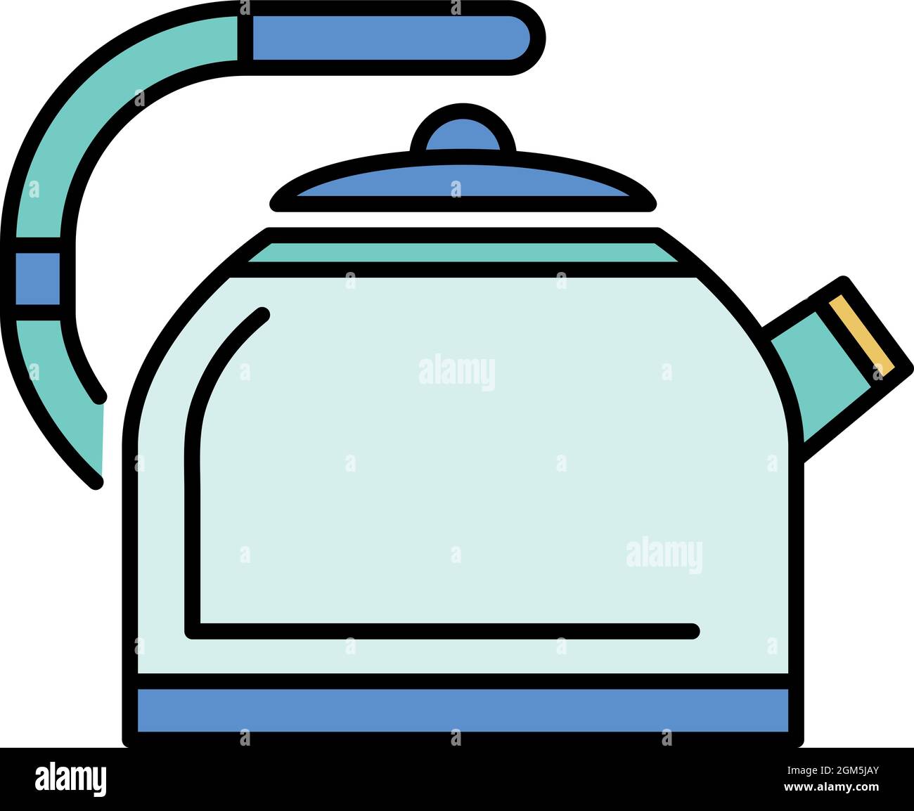 Metal kettle icon. Outline metal kettle vector icon color flat isolated ...