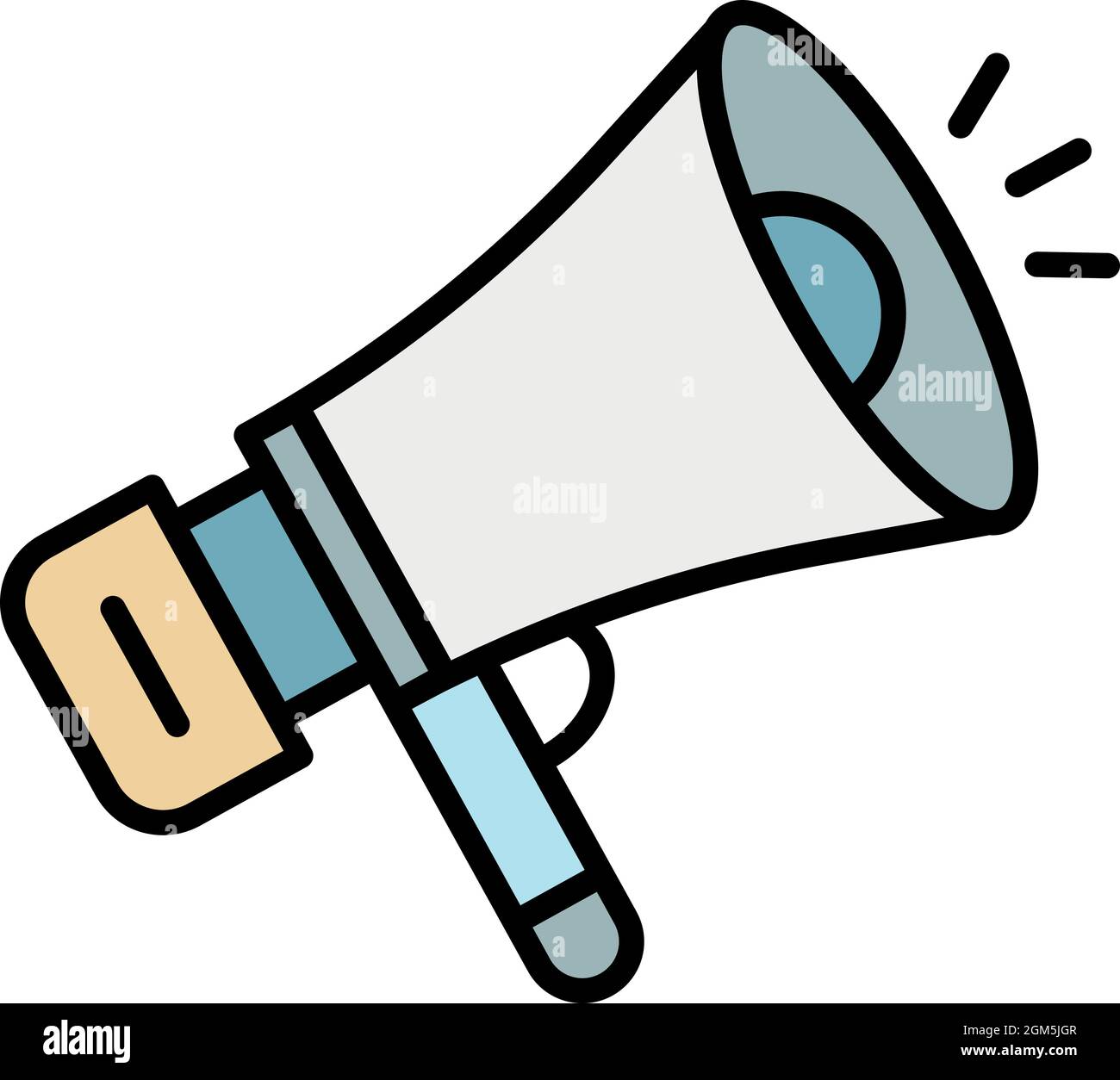 Media megaphone icon. Outline media megaphone vector icon color flat ... Media megaphone icon. Outline media megaphone vector icon color flat ...