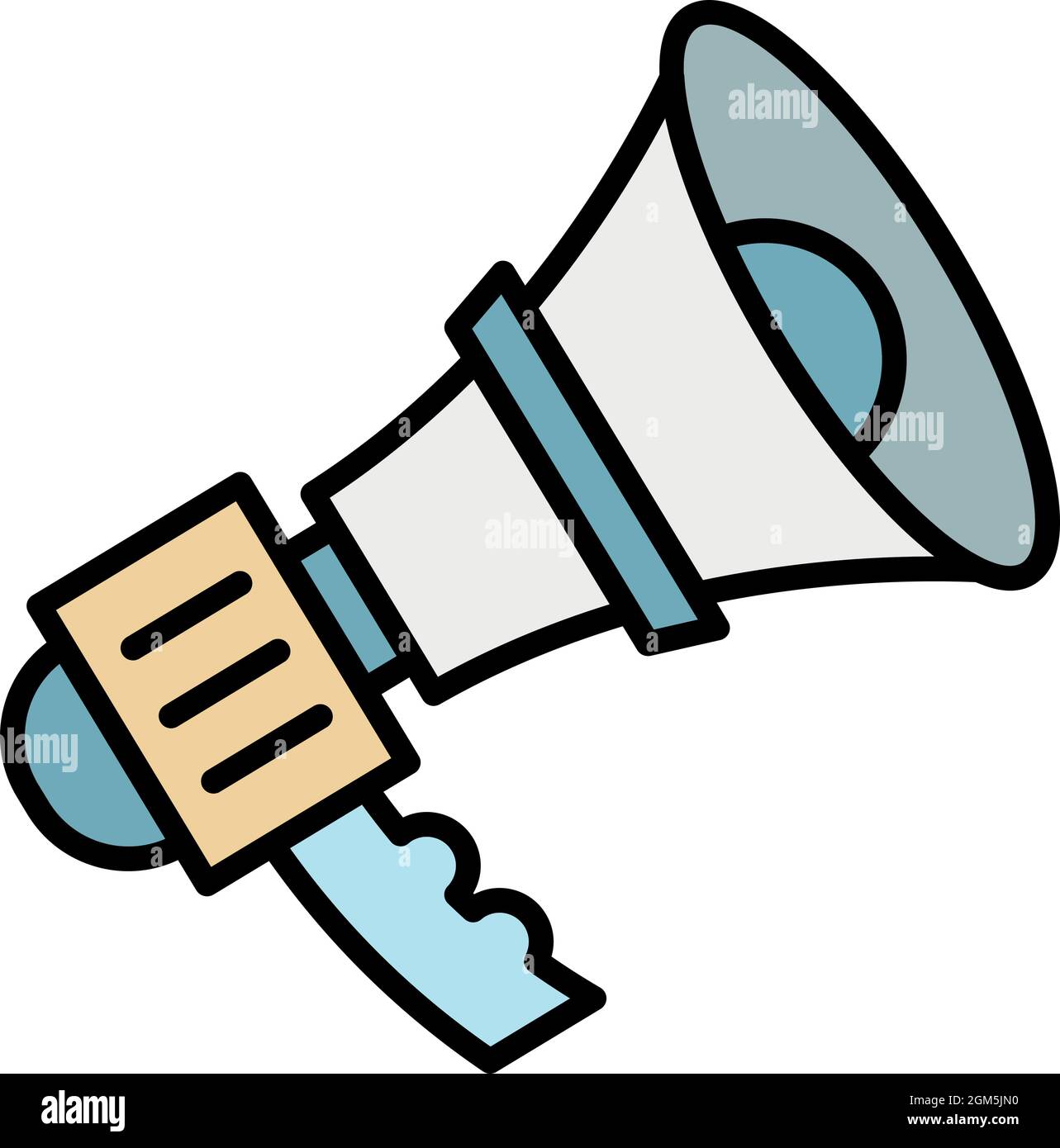 Alert bullhorn icon. Outline alert bullhorn vector icon color flat ...