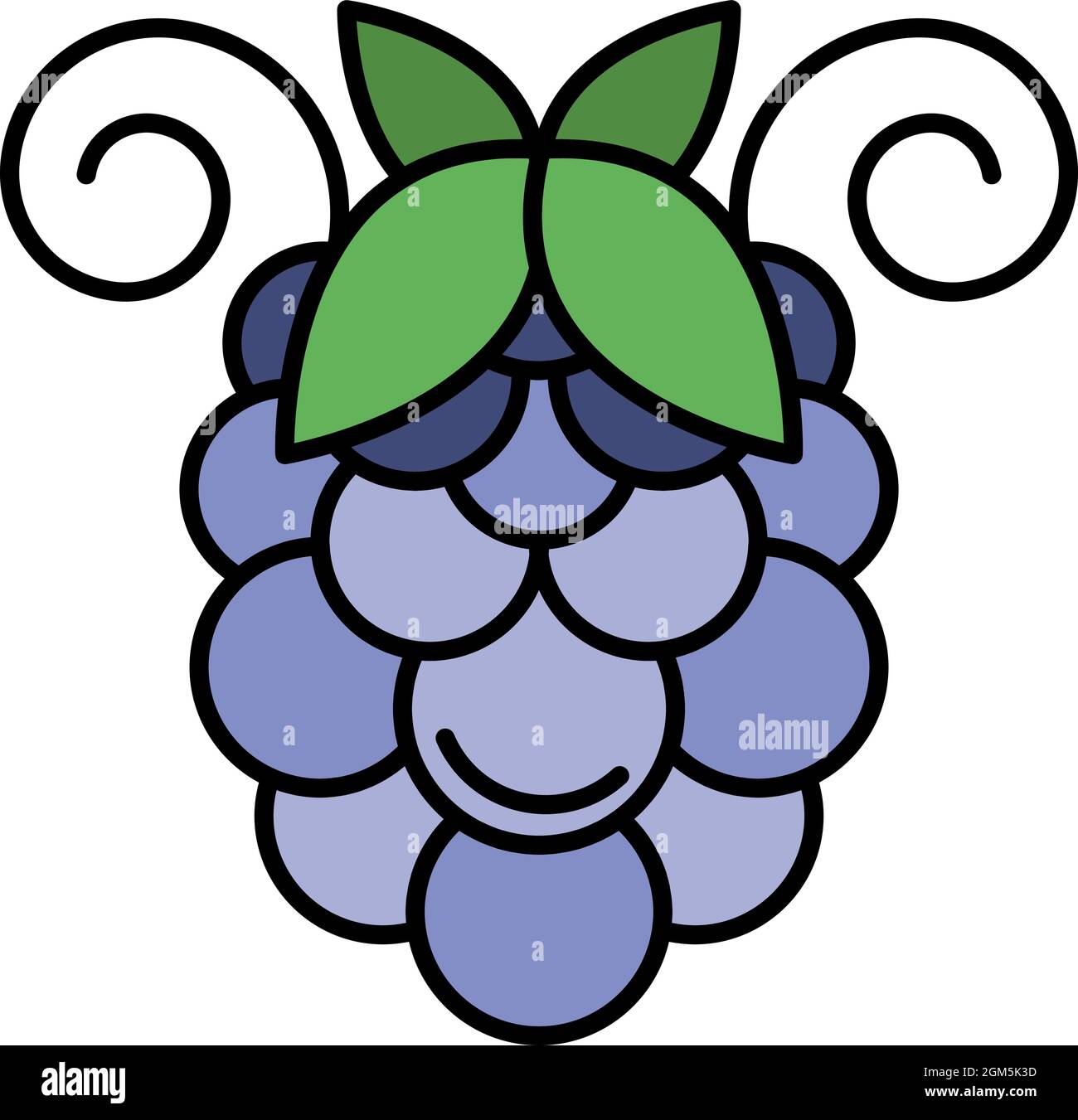 Bunch of grapes icon. Outline bunch of grapes vector icon color flat ...