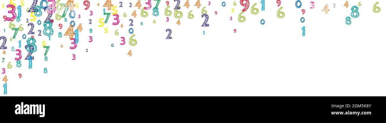 Falling colorful orderly numbers. Math study concept with flying digits ...