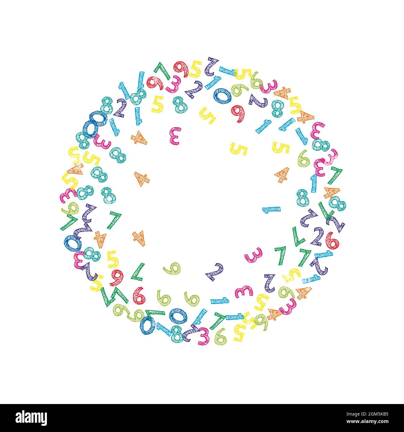 Falling colorful sketch numbers. Math study concept with flying digits ...