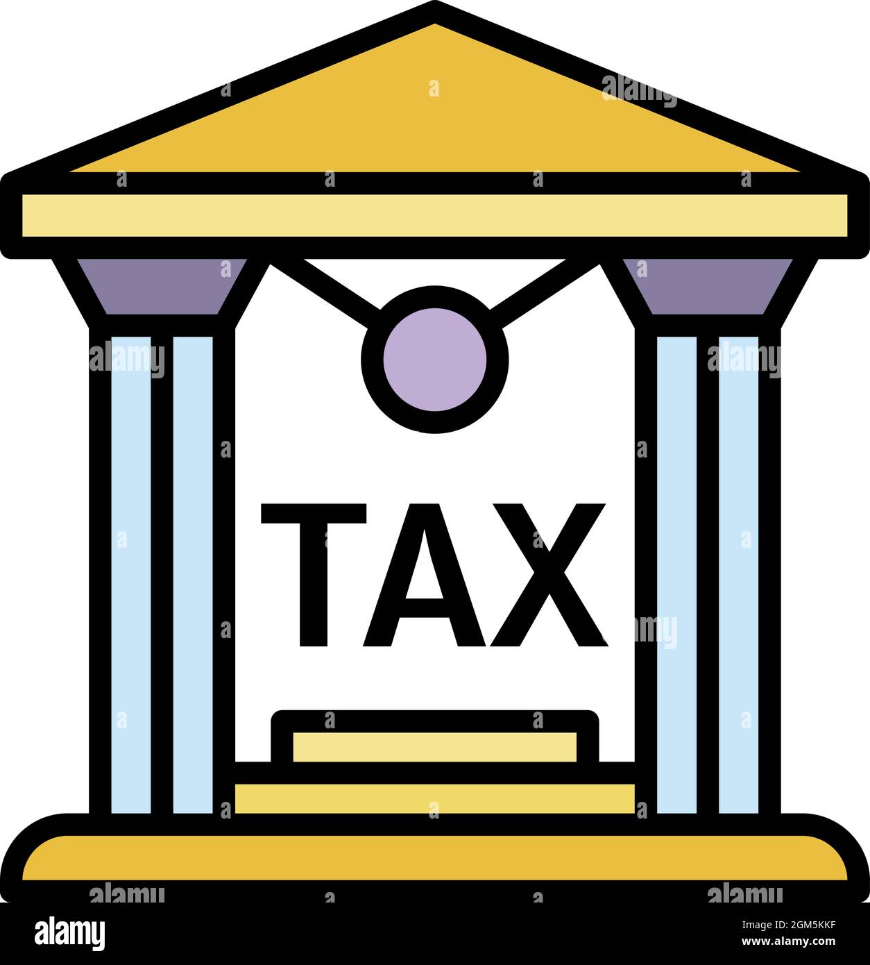 Tax building icon. Outline tax building vector icon color flat isolated ...