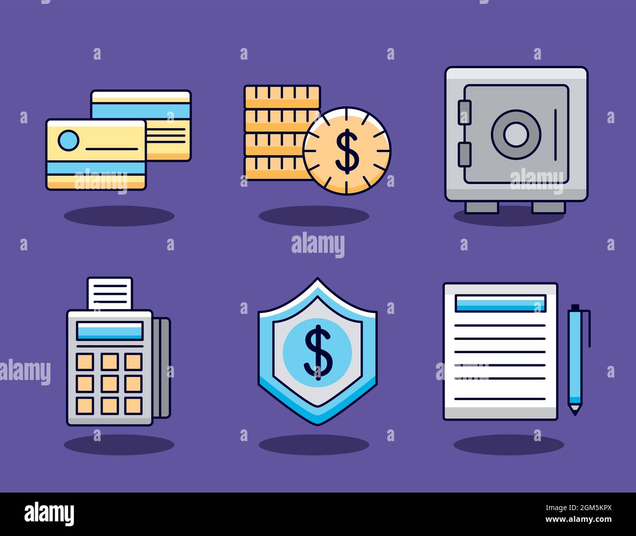 Money icon set on purple background Stock Vector Image & Art - Alamy