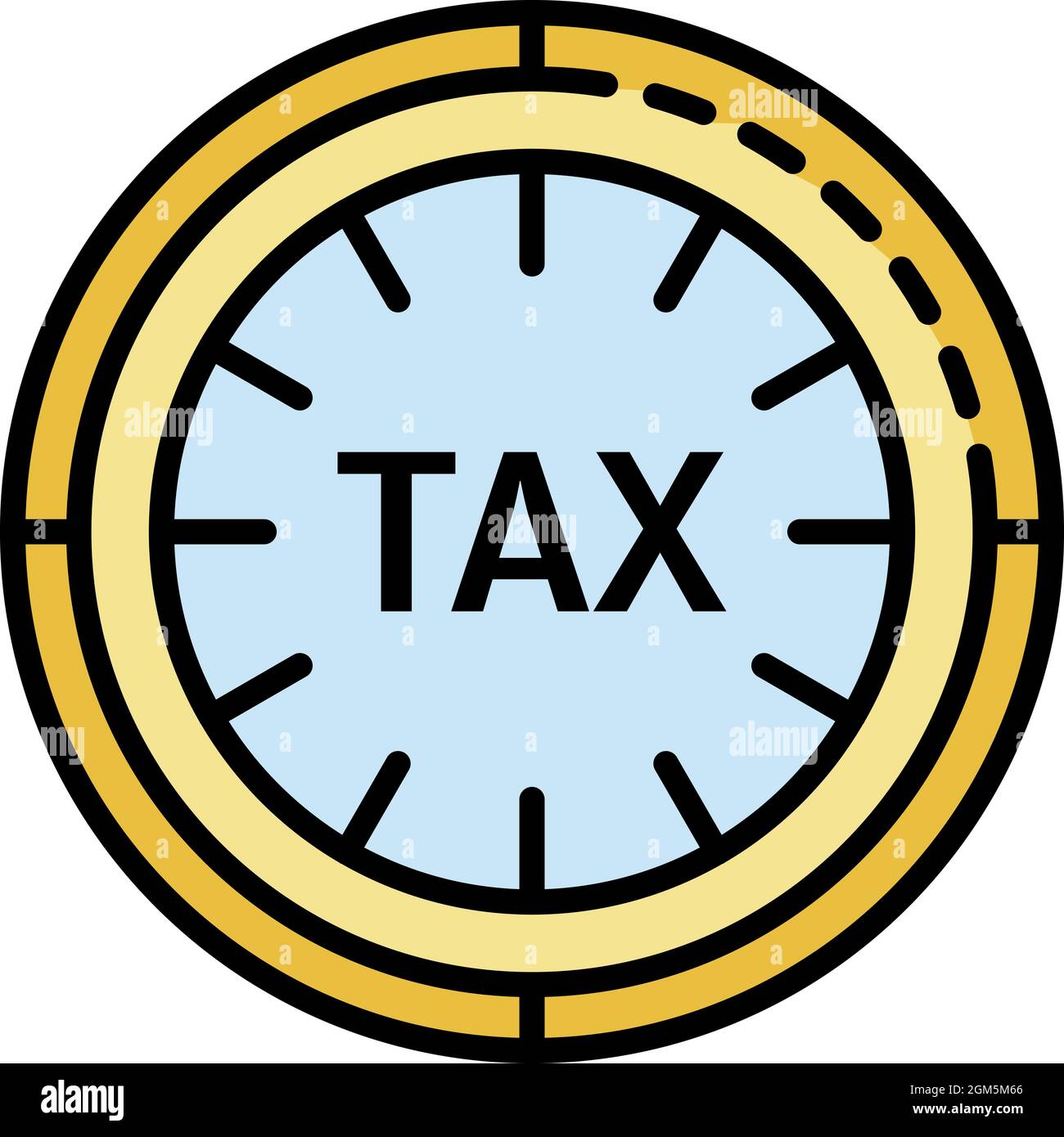 Tax clock icon. Outline tax clock vector icon color flat isolated on ...