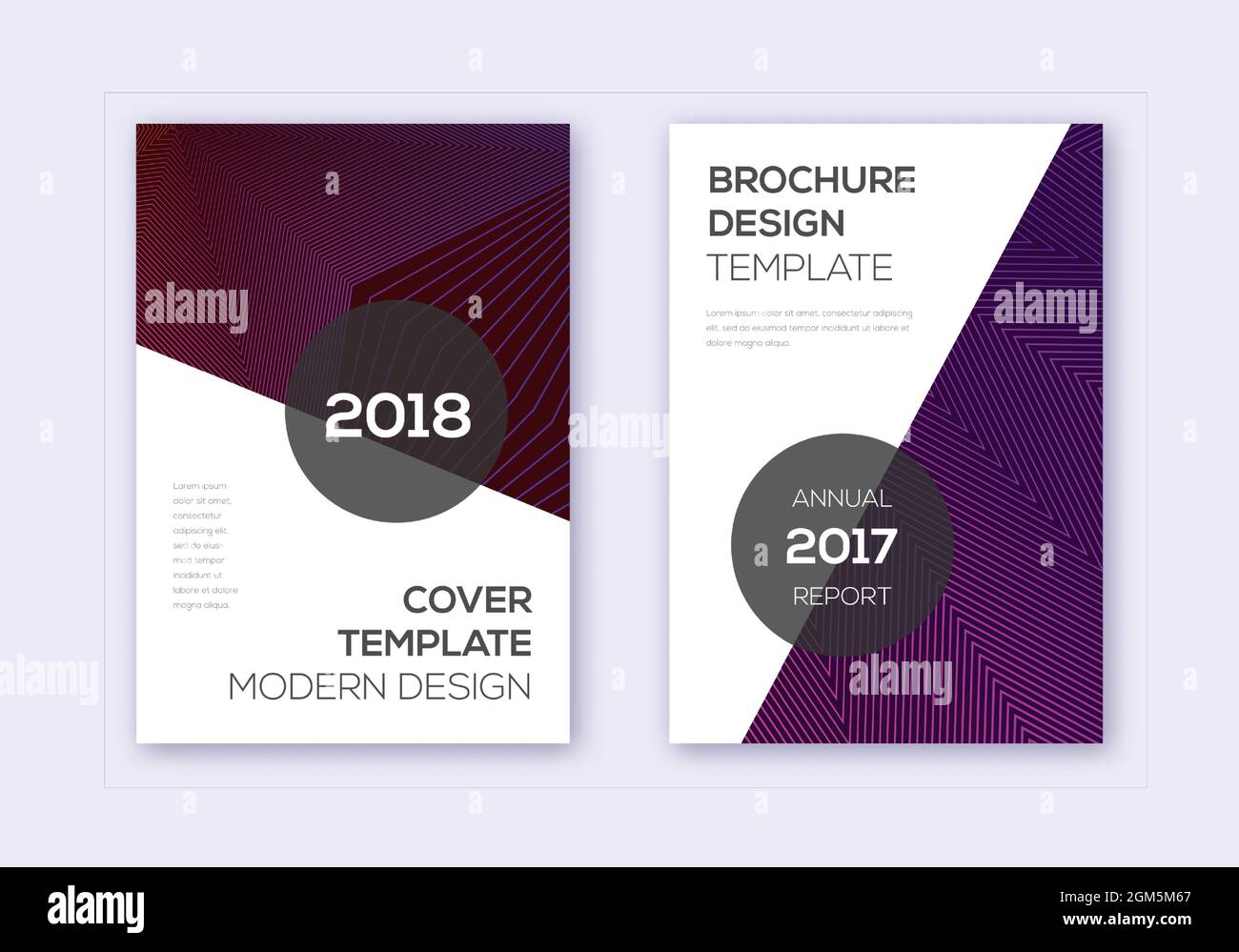 Modern cover design template set. Violet abstract lines on maroon ...