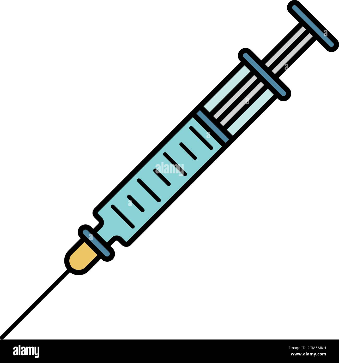 Vaccine syringe icon. Outline vaccine syringe vector icon color flat ...