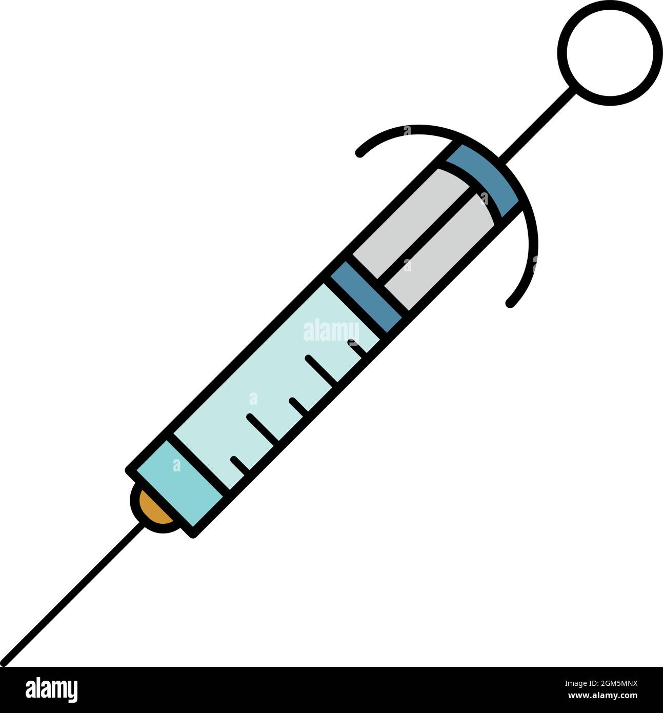 Blood syringe icon. Outline blood syringe vector icon color flat ...