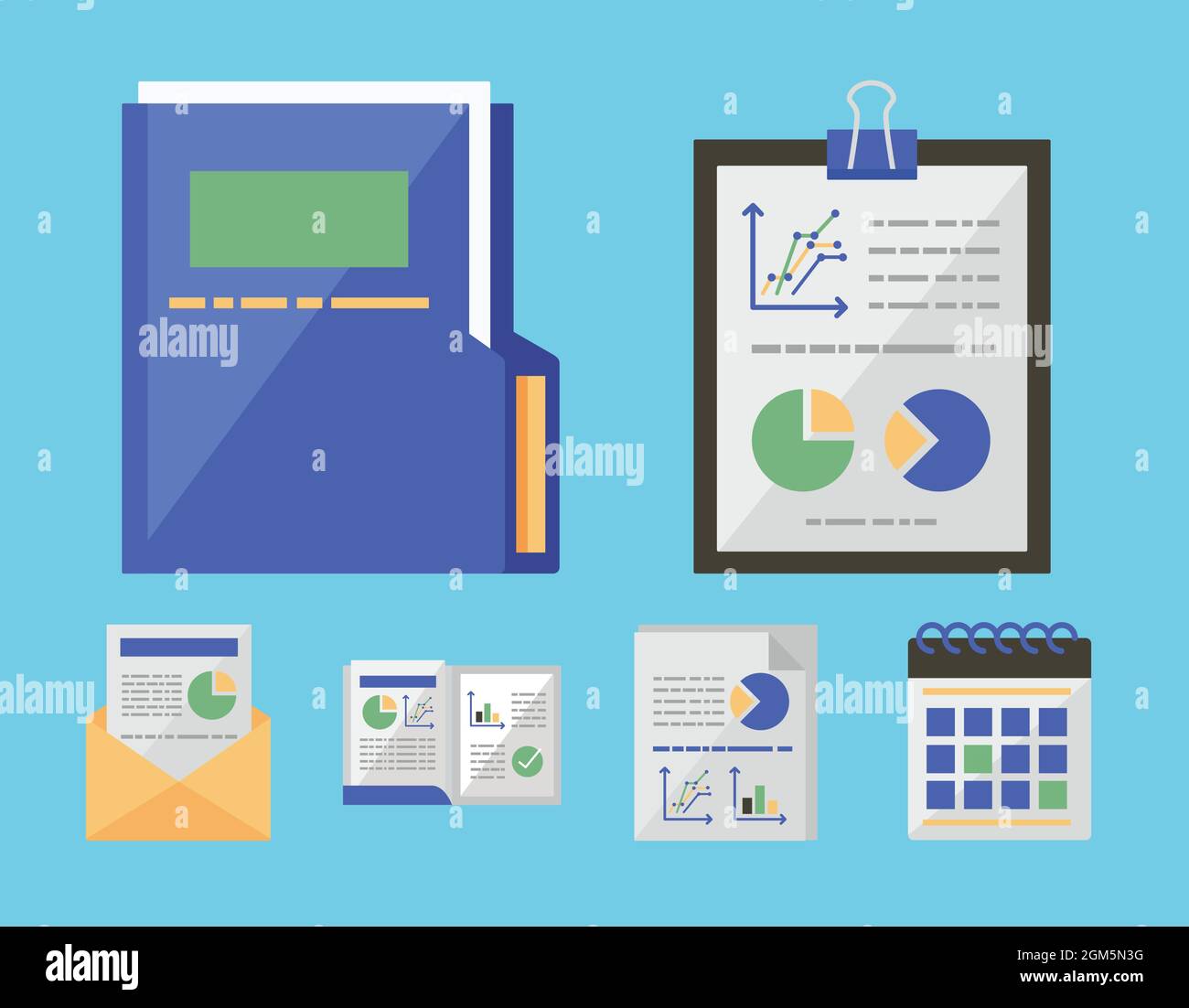 file with audit icon set on blue background Stock Vector Image & Art ...