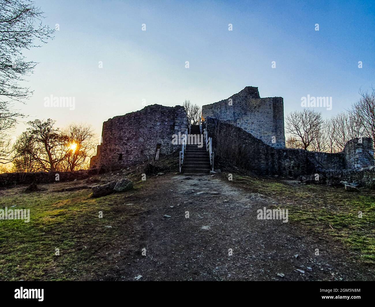 Sunset at Löwenburg castle in the Siebengebirge near Bonn Stock Photo ...