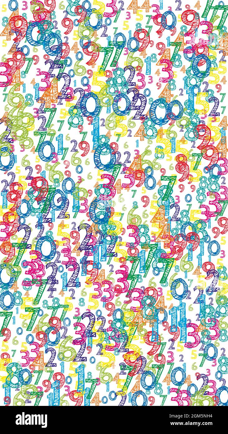 Falling colorful orderly numbers. Math study concept with flying digits ...