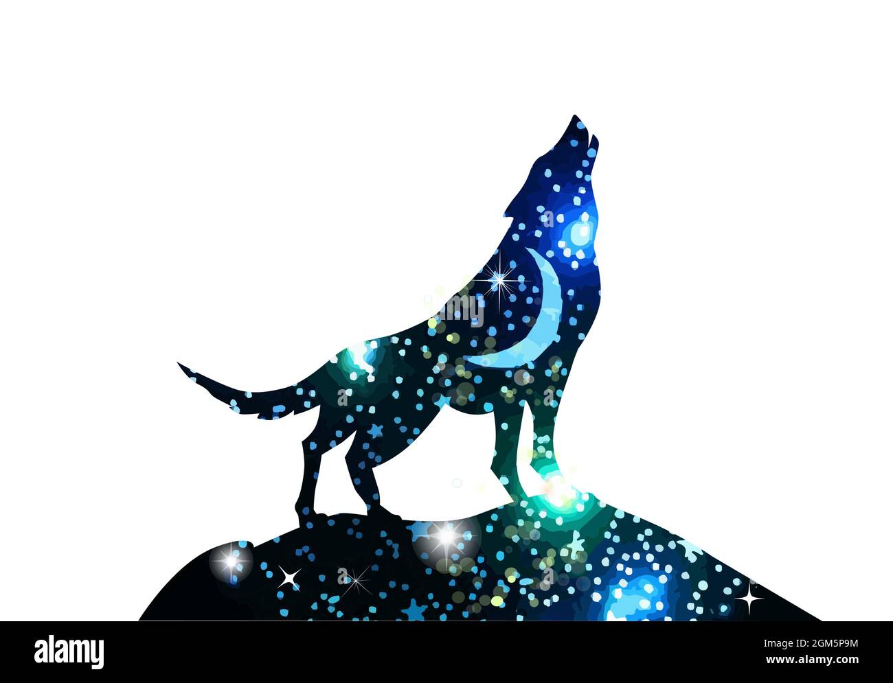 The wolf symbol howling on the moon. Vector illustration Stock Vector ...