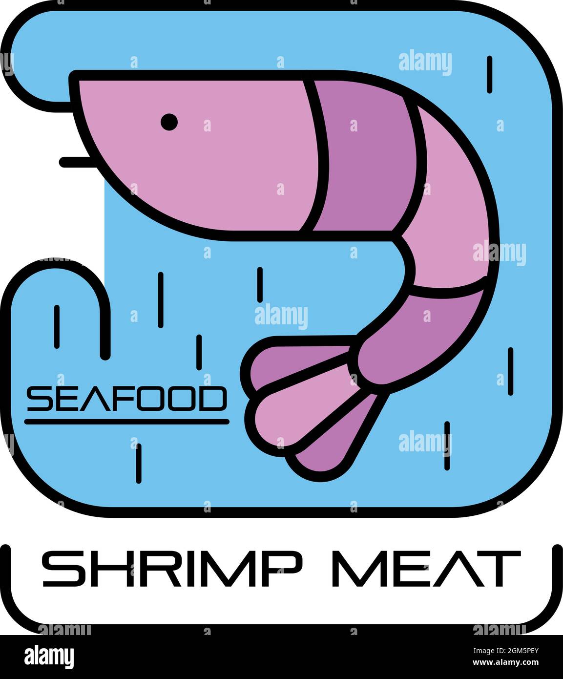 Seafood shrimp meat logo. Outline seafood shrimp meat vector logo color ...