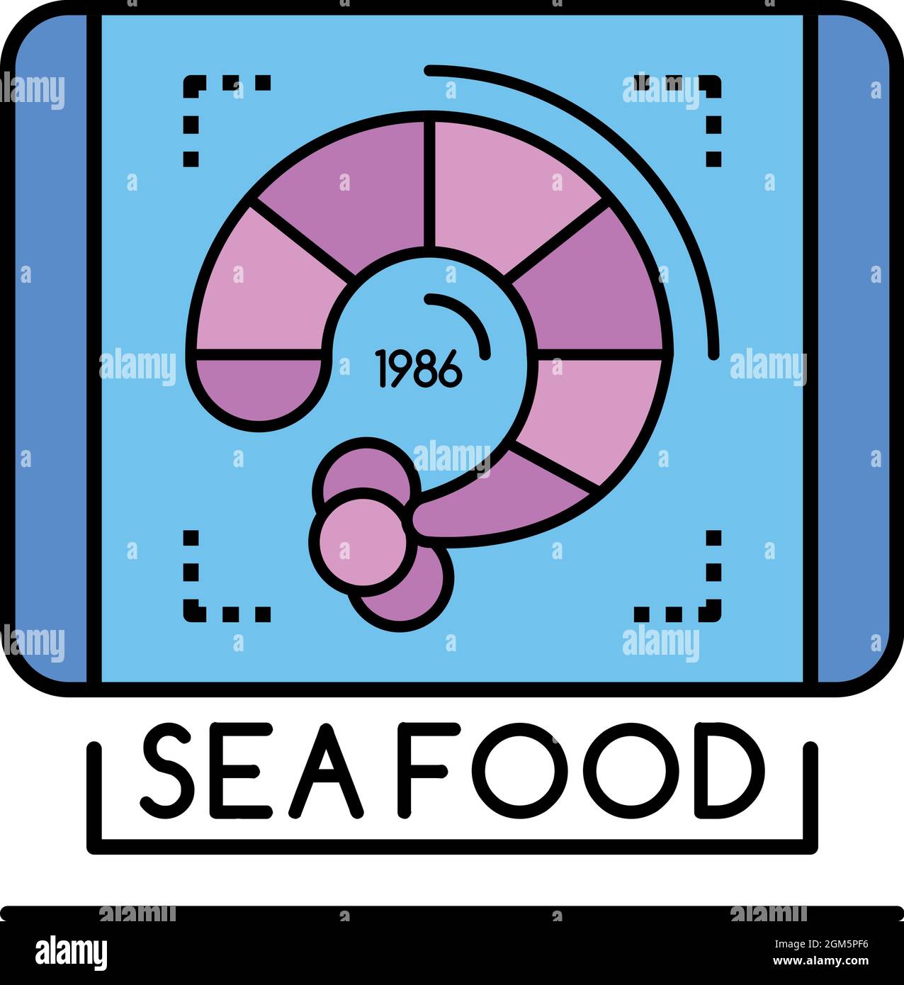 Shrimp sea food logo. Outline shrimp sea food vector logo color flat ...