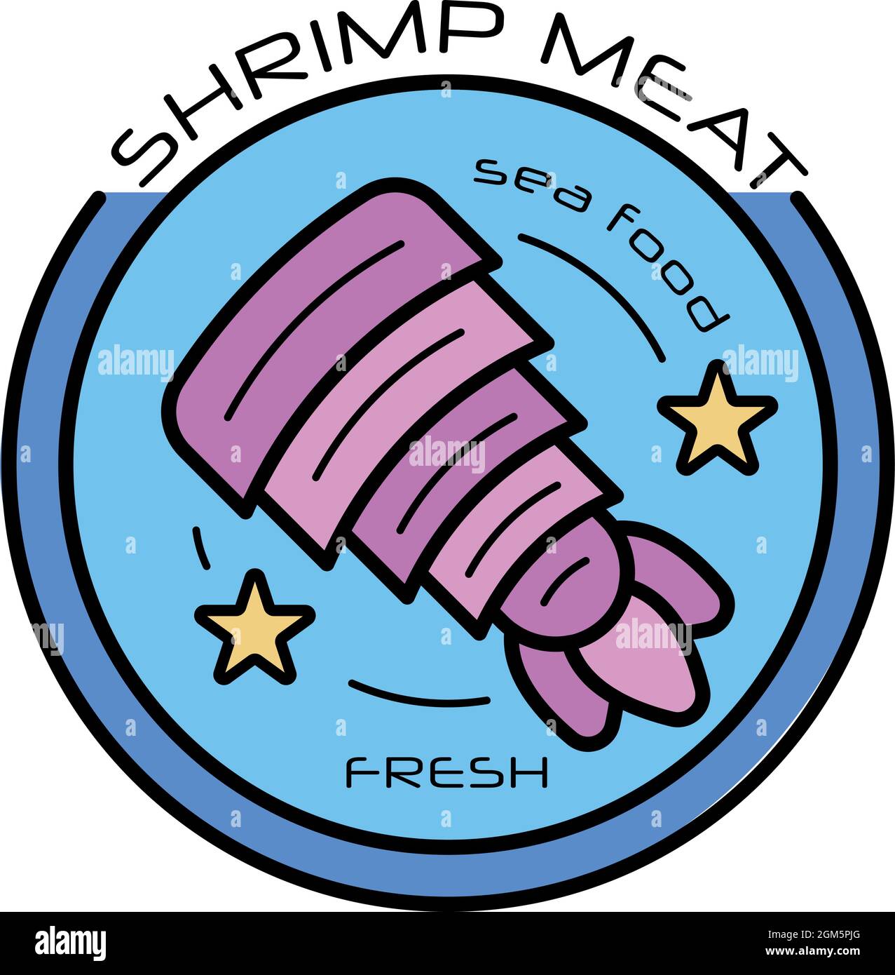 Raw shrimp meat logo. Outline raw shrimp meat vector logo color flat ...