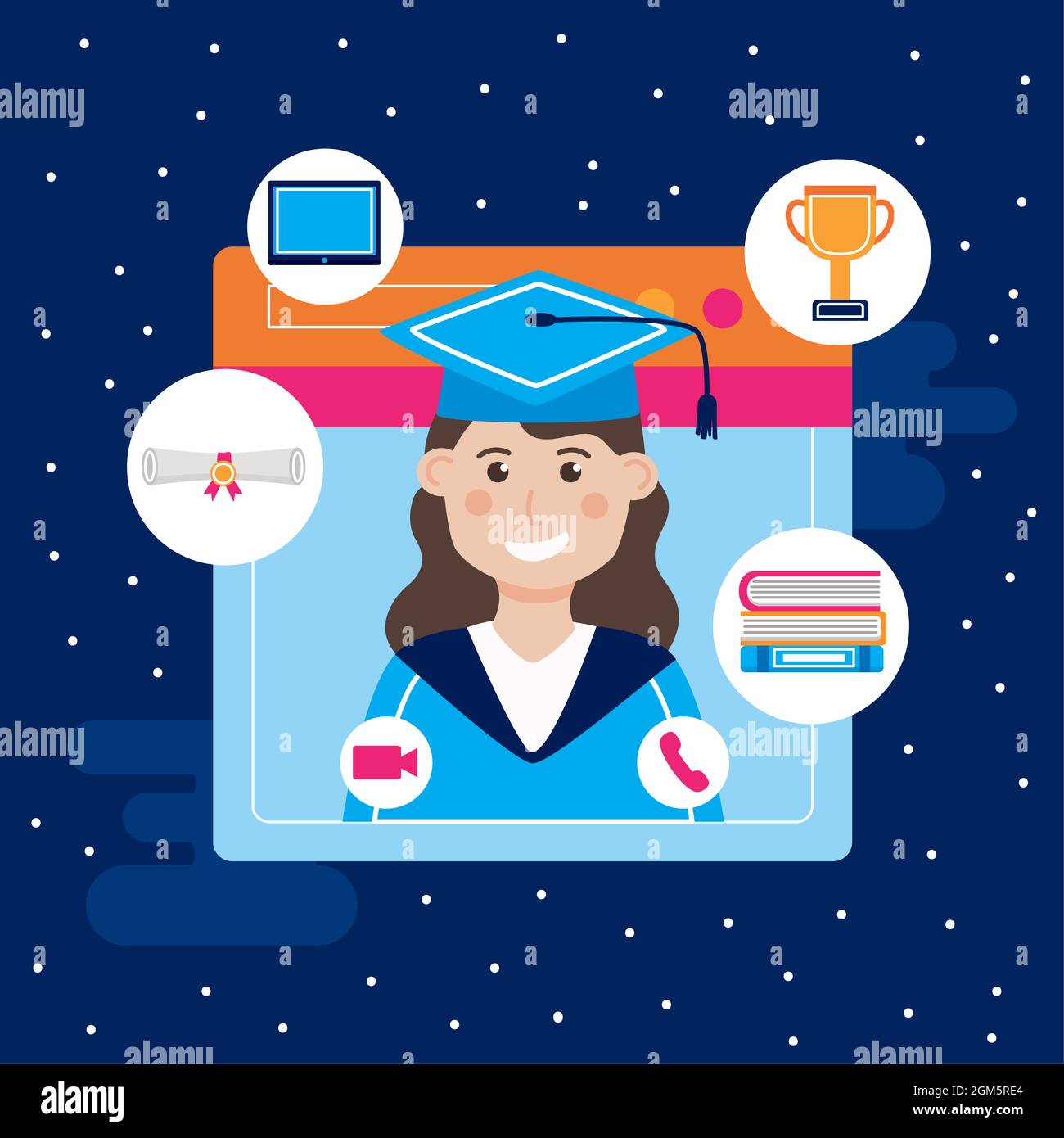Graduated girl virtual education Stock Vector Images - Alamy