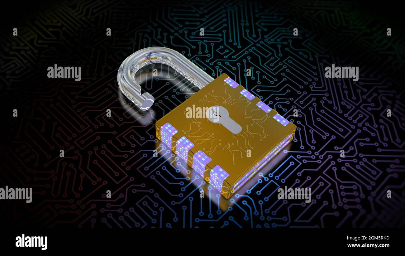 3D rendering of a combination lock. Cybersecurity of digital data ...