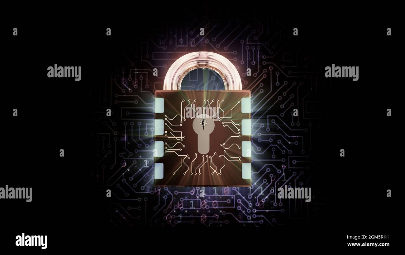 3D rendering of a combination lock. Cybersecurity of digital data ...