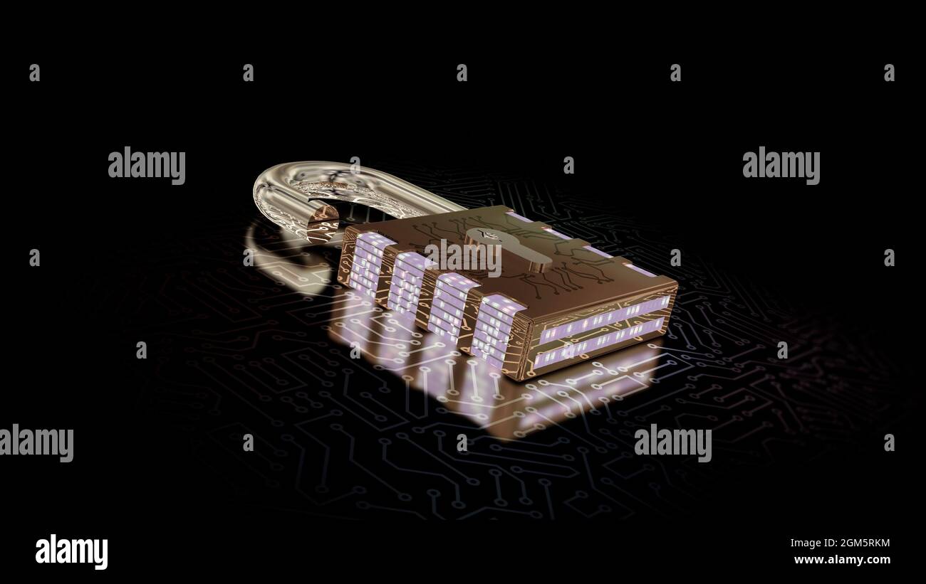 3D rendering of a combination lock. Cybersecurity of digital data ...