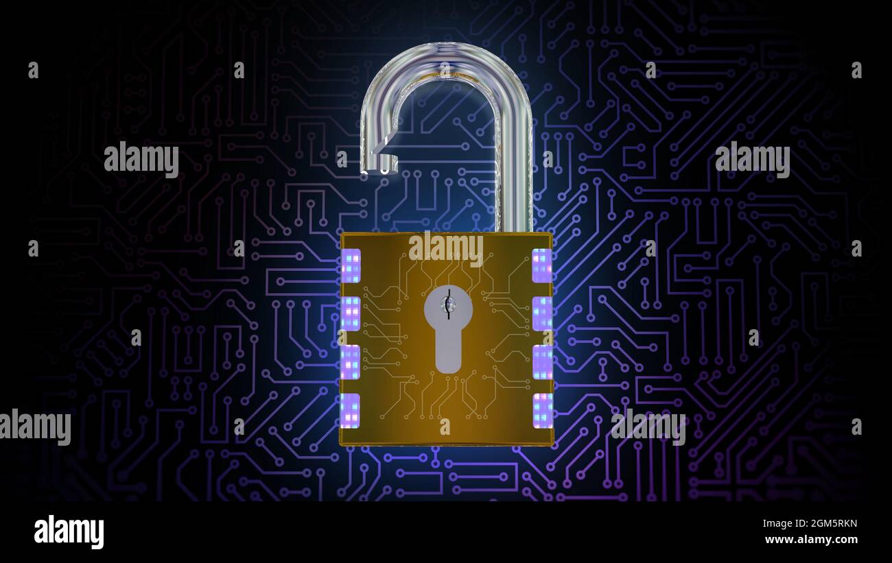 3D rendering of a combination lock. Cybersecurity of digital data ...