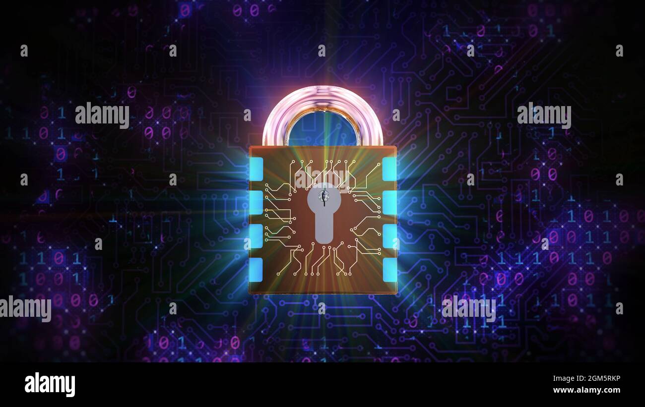 3D rendering of a combination lock. Cybersecurity of digital data ...