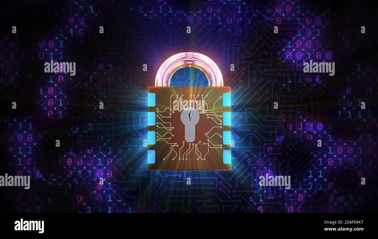 3D rendering of a combination lock. Cybersecurity of digital data ...