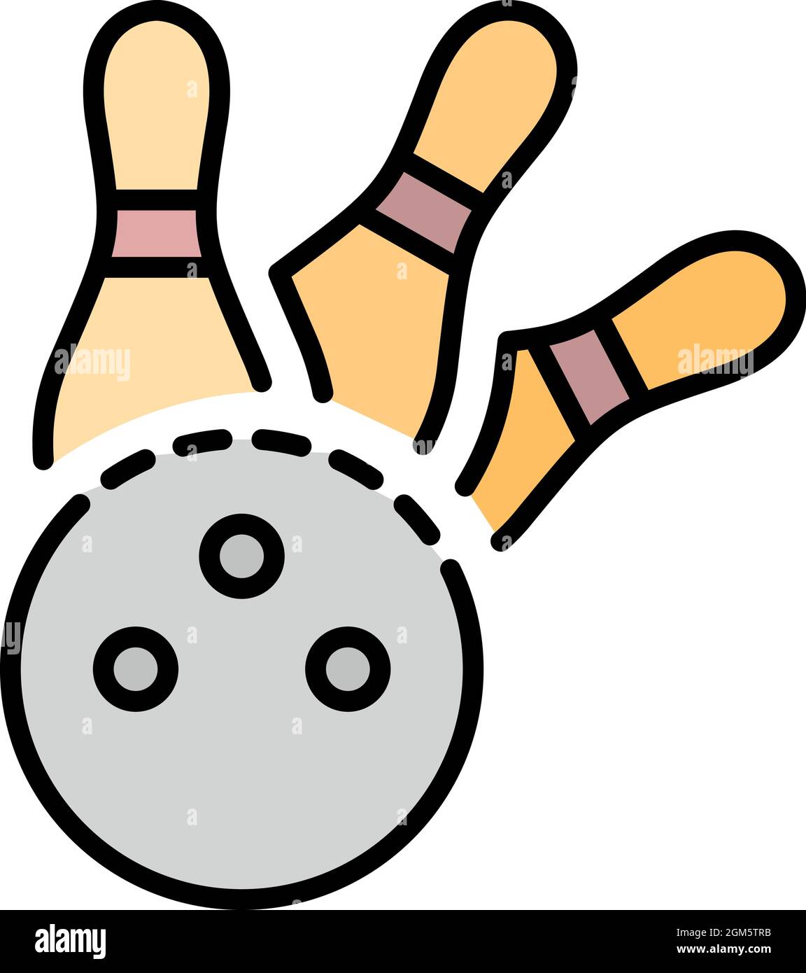 Bowling strike icon. Outline bowling strike vector icon color flat ...