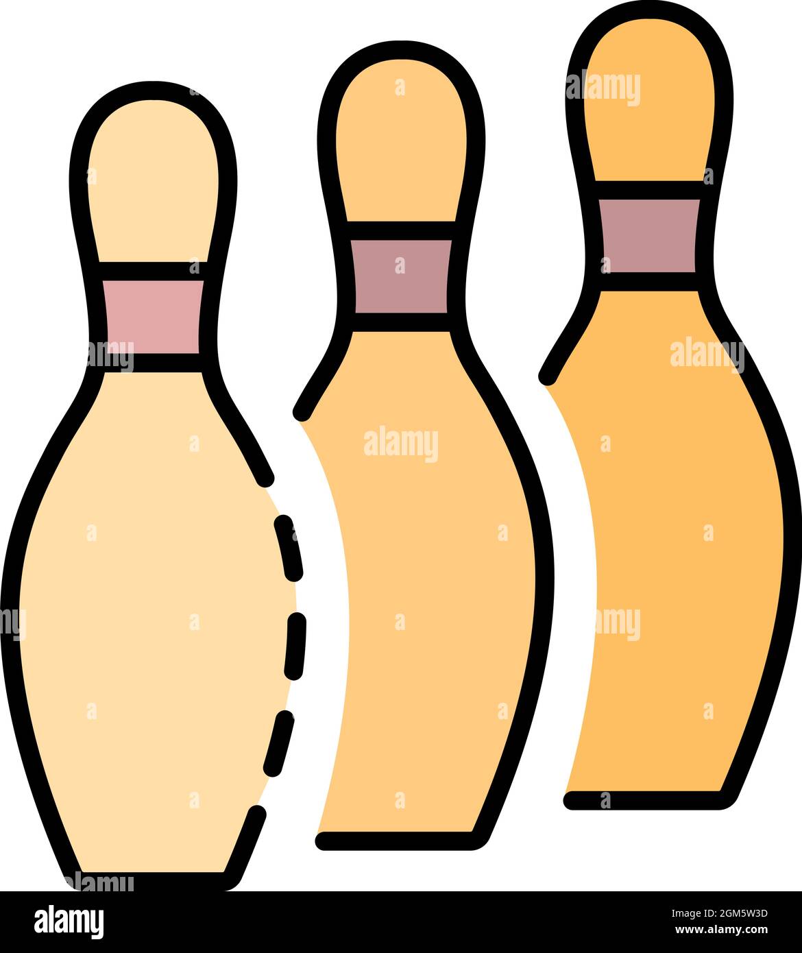 Bowling pins stand icon. Outline bowling pins stand vector icon color ...