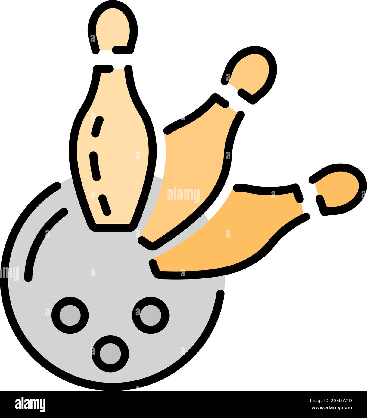 Bowling strike win icon. Outline bowling strike win vector icon color ...