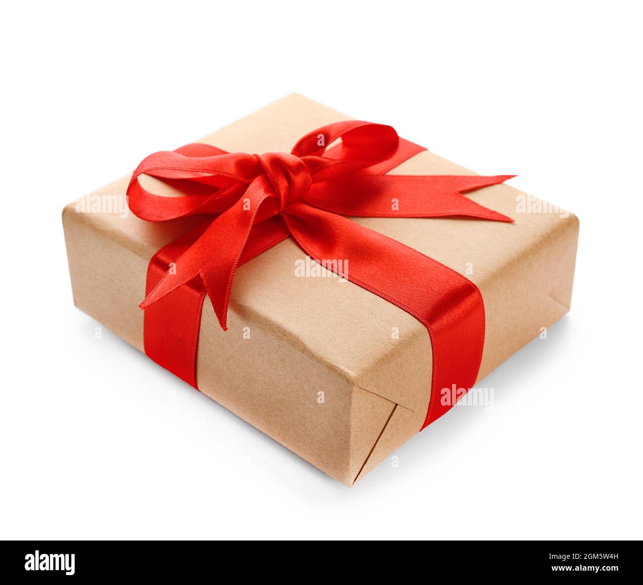 Parcel gift box on white background Stock Photo - Alamy