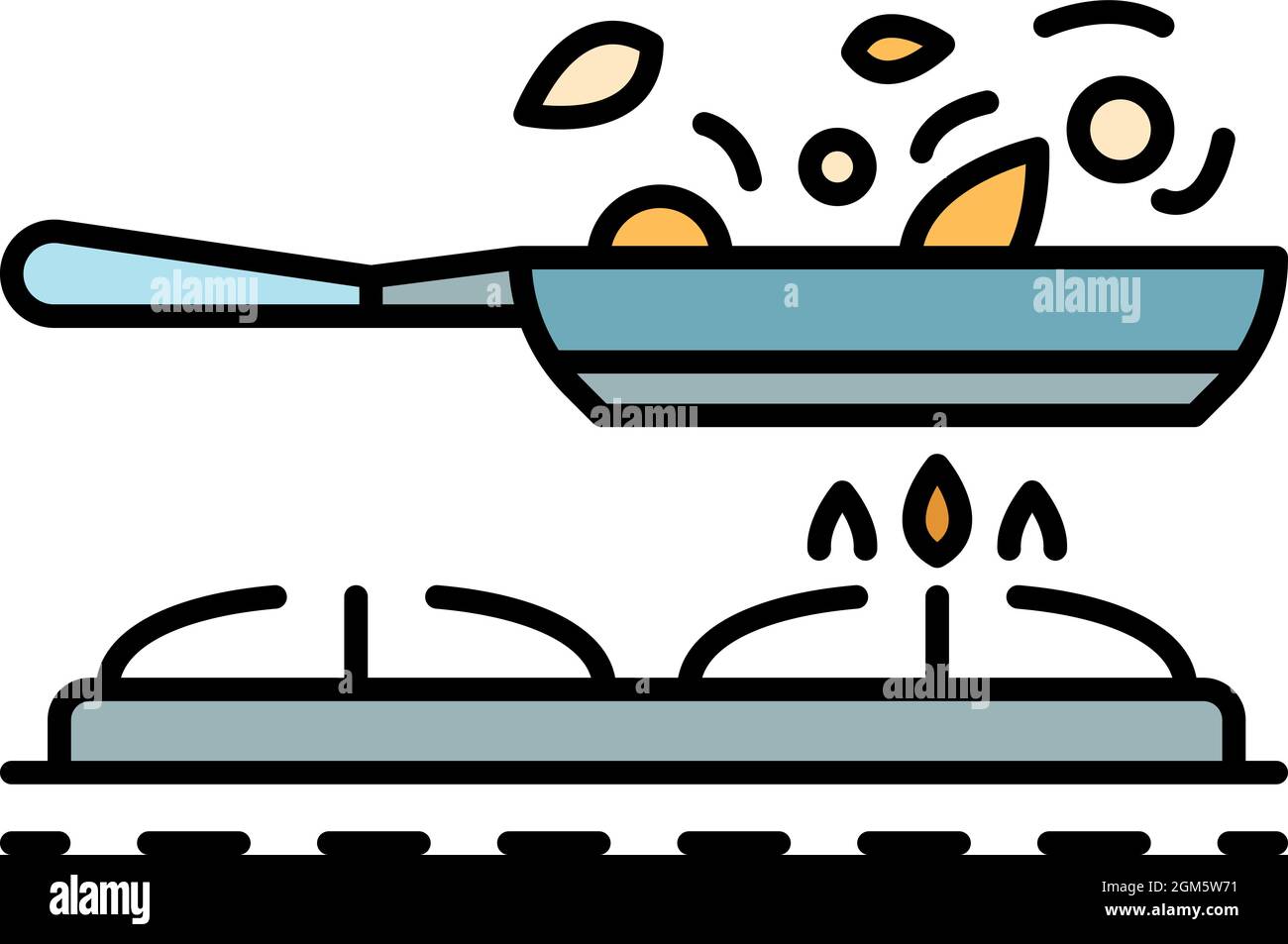 Cooking on griddle pan icon. Outline cooking on griddle pan vector icon ...