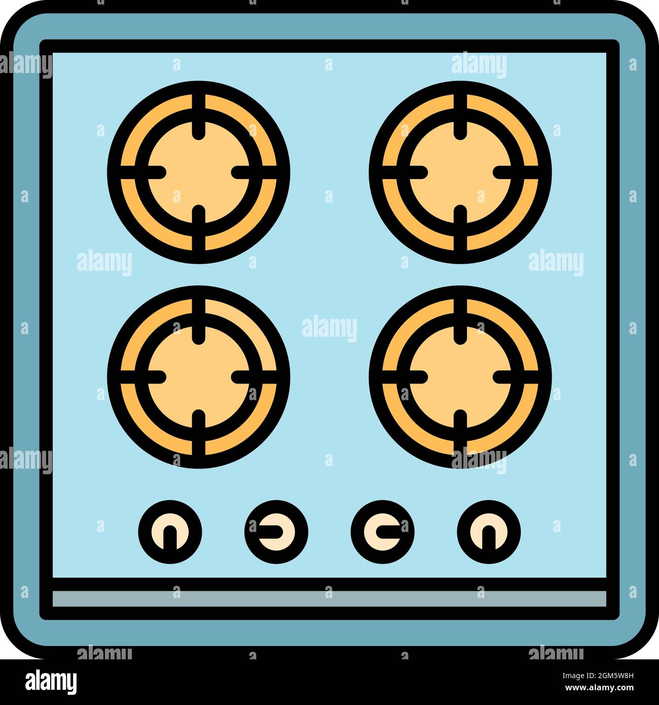 Cooking stove icon. Outline cooking stove vector icon color flat ...