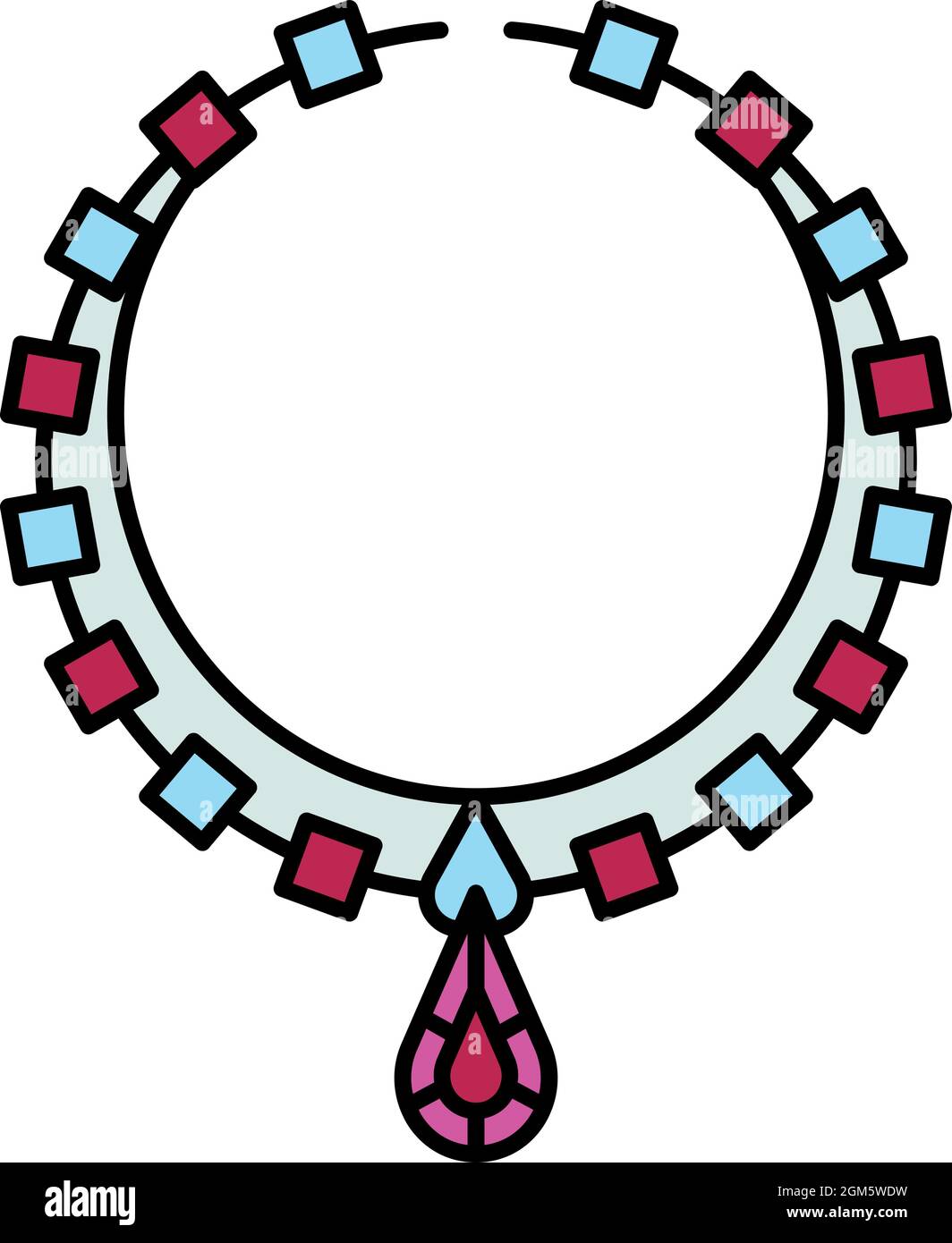 Necklace jewelry icon. Outline necklace jewelry vector icon color flat ...
