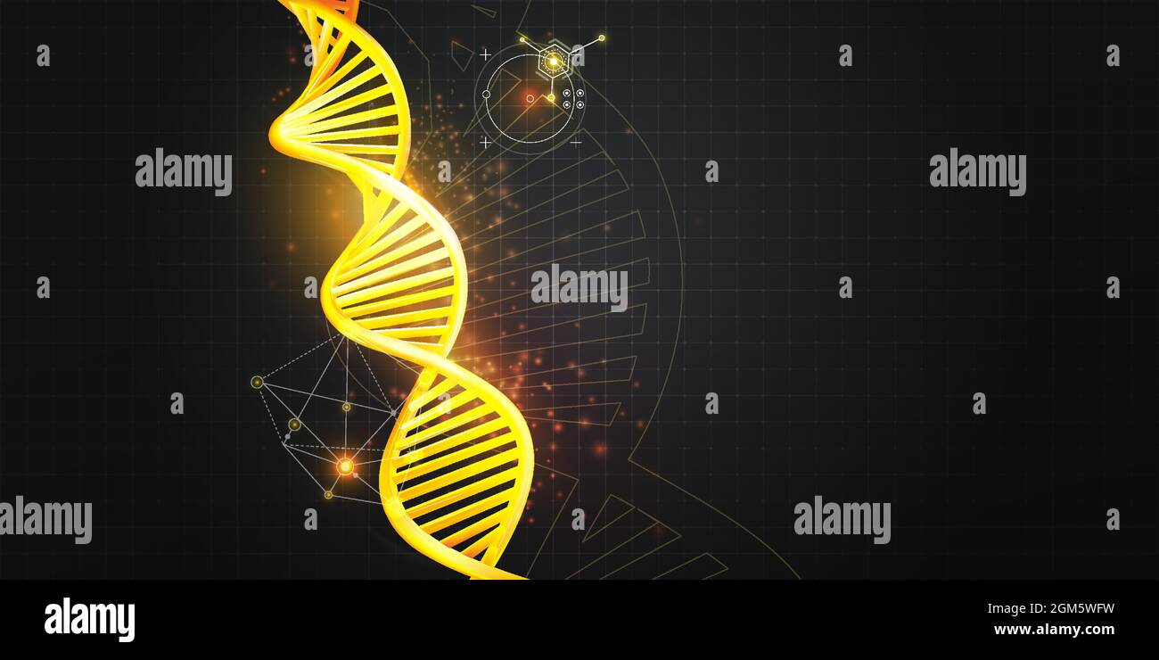 Golden glow of DNA model on a black background Stock Vector Image & Art ...