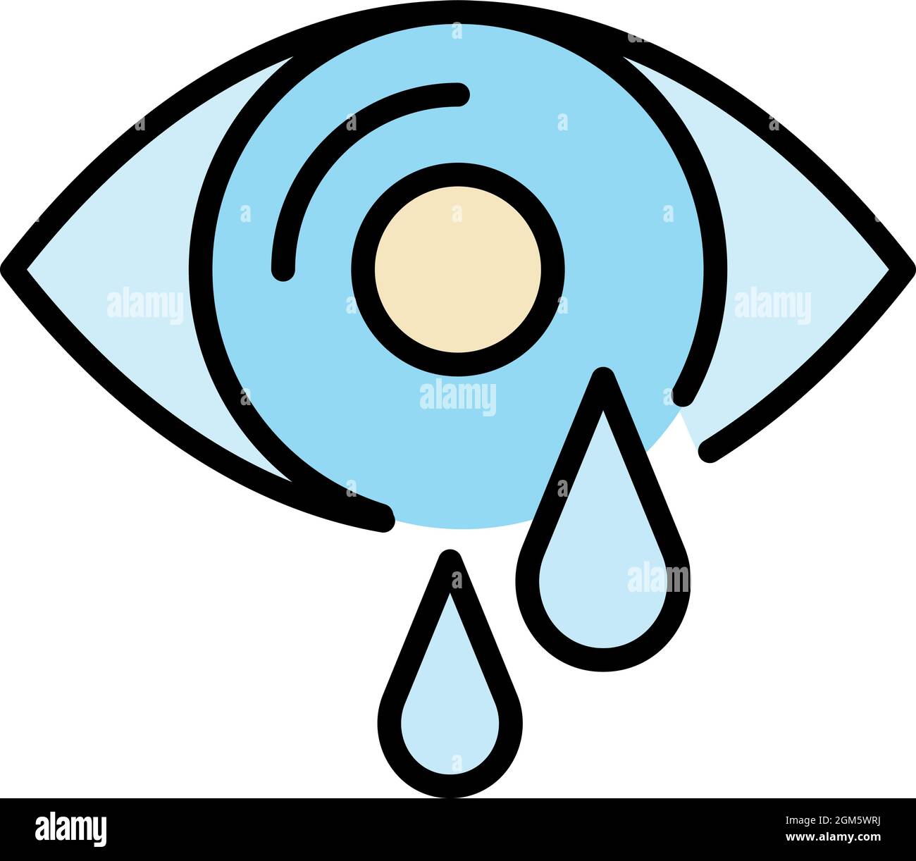 Eye tears icon. Outline eye tears vector icon color flat isolated on ...
