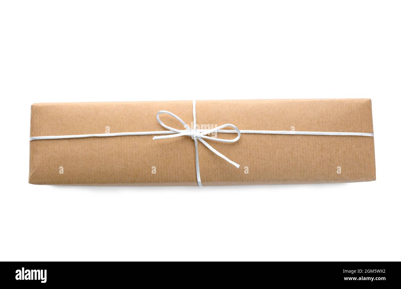 Parcel gift box on white background Stock Photo - Alamy