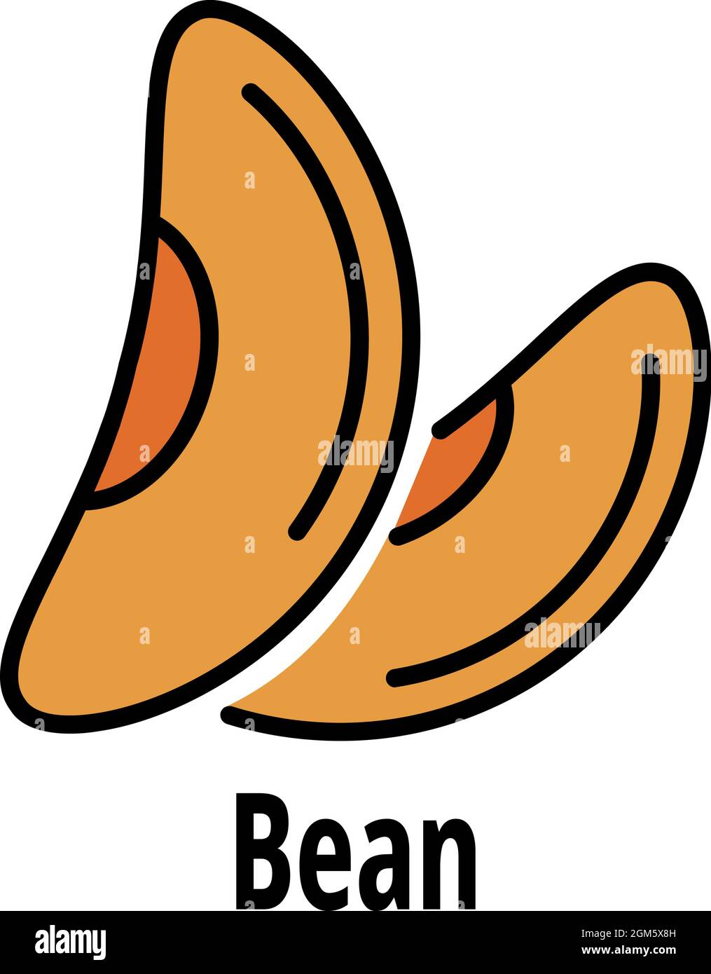 Bean icon. Outline bean vector icon color flat isolated on white Stock ...