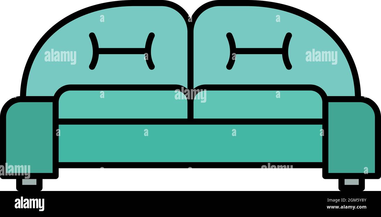 Arm sofa icon. Outline arm sofa vector icon color flat isolated on ...