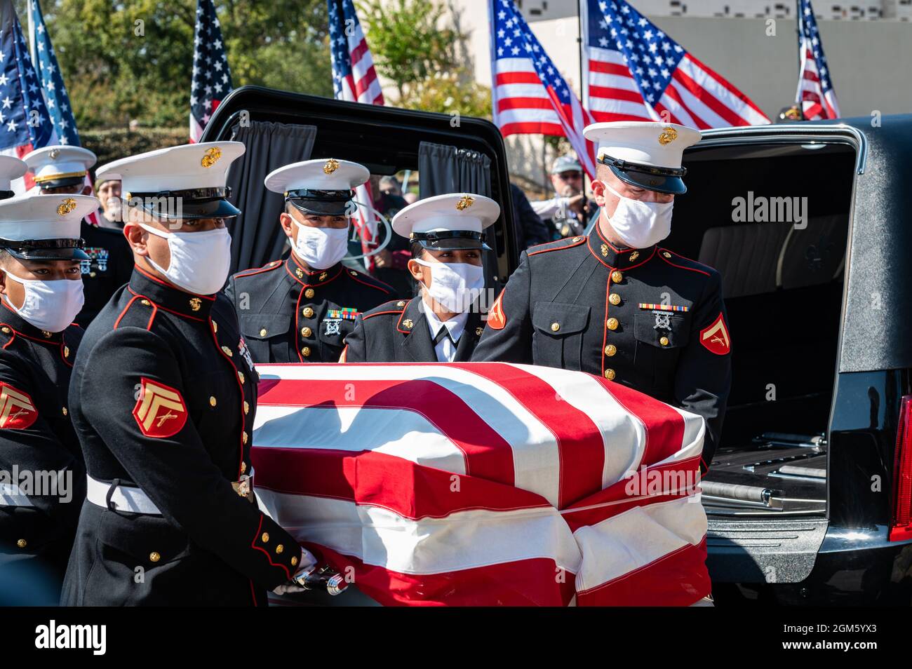 Marine pallbearers, including one female, move fallen Sgt. Nicole Gee's ...