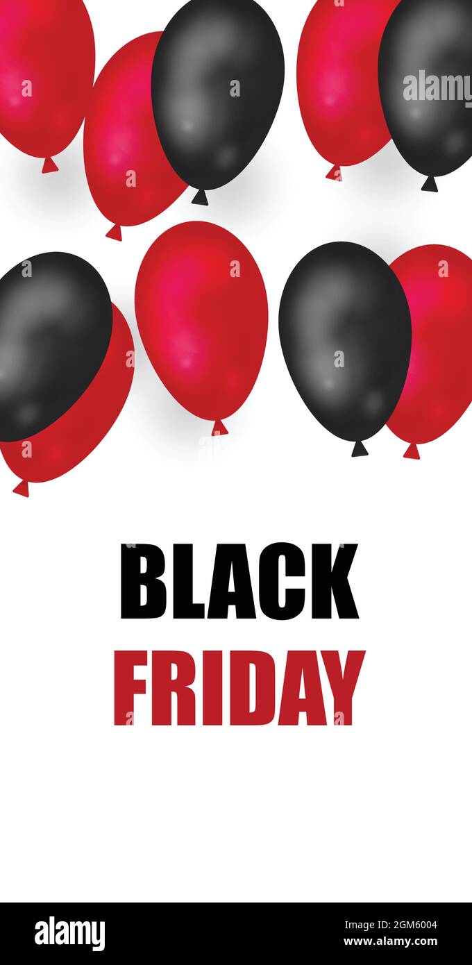 SPECTACULAR BANNER WITH BLACK AND RED BALLOONS ON WHITE BACKGROUND ...